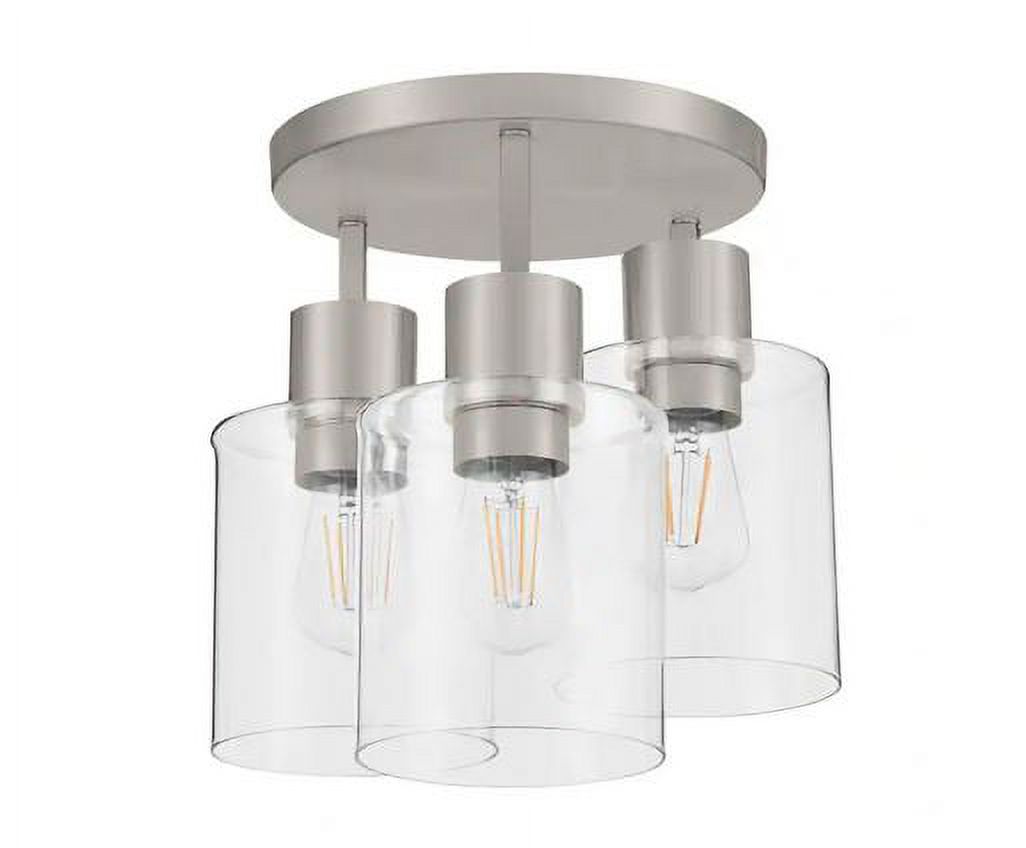 Sutton Place 13.25 in. 3-Light Brushed Nickel Flush Mount, Farmhouse ...