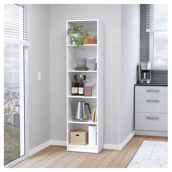 Sutton Slim Bookcase - 5 Shelf Bookcases for Living Room, Bedroom ...