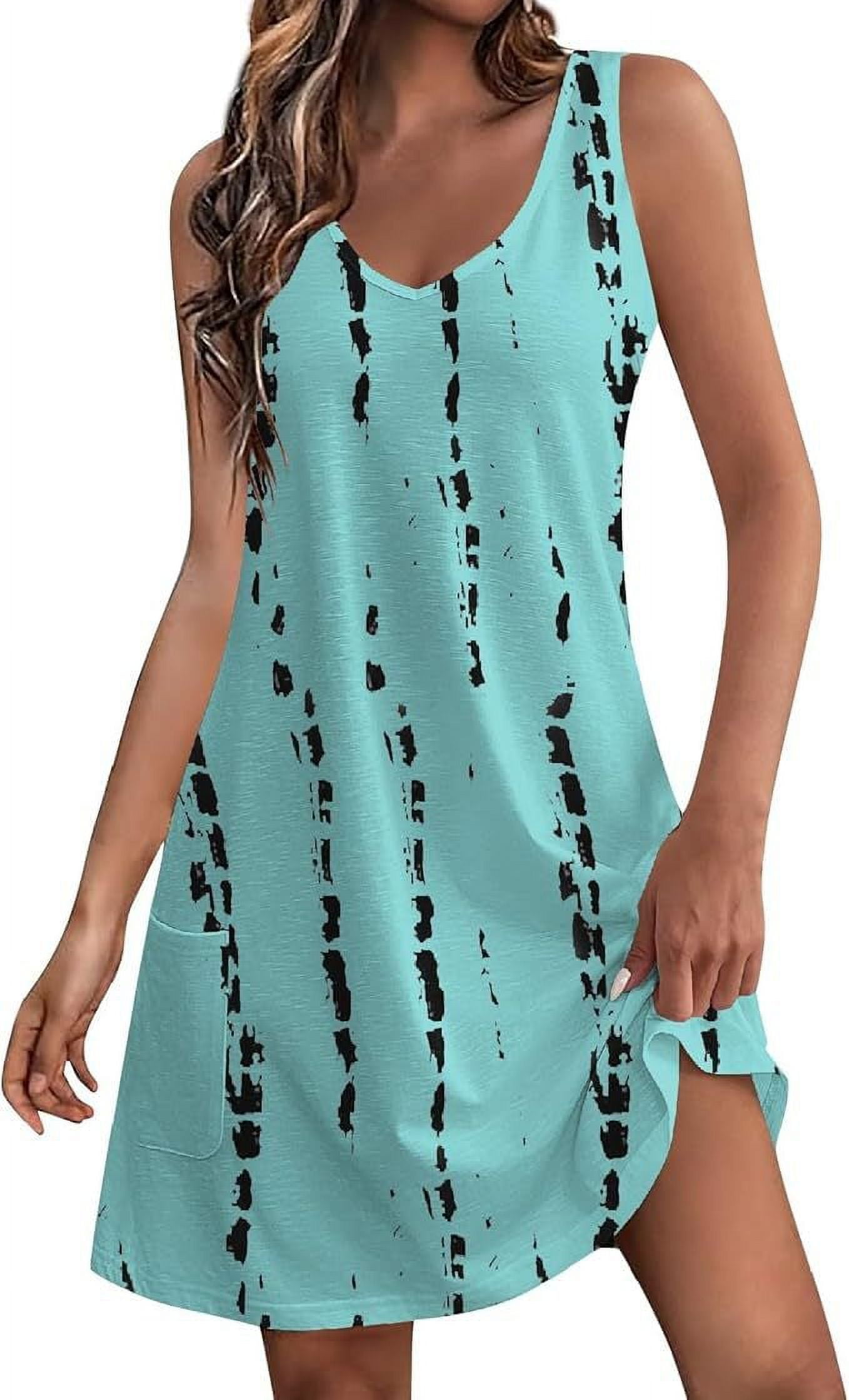 Sutucom Women's Sleeveless V-Neck Pocket Dress - Beach Cover Up, Loose ...