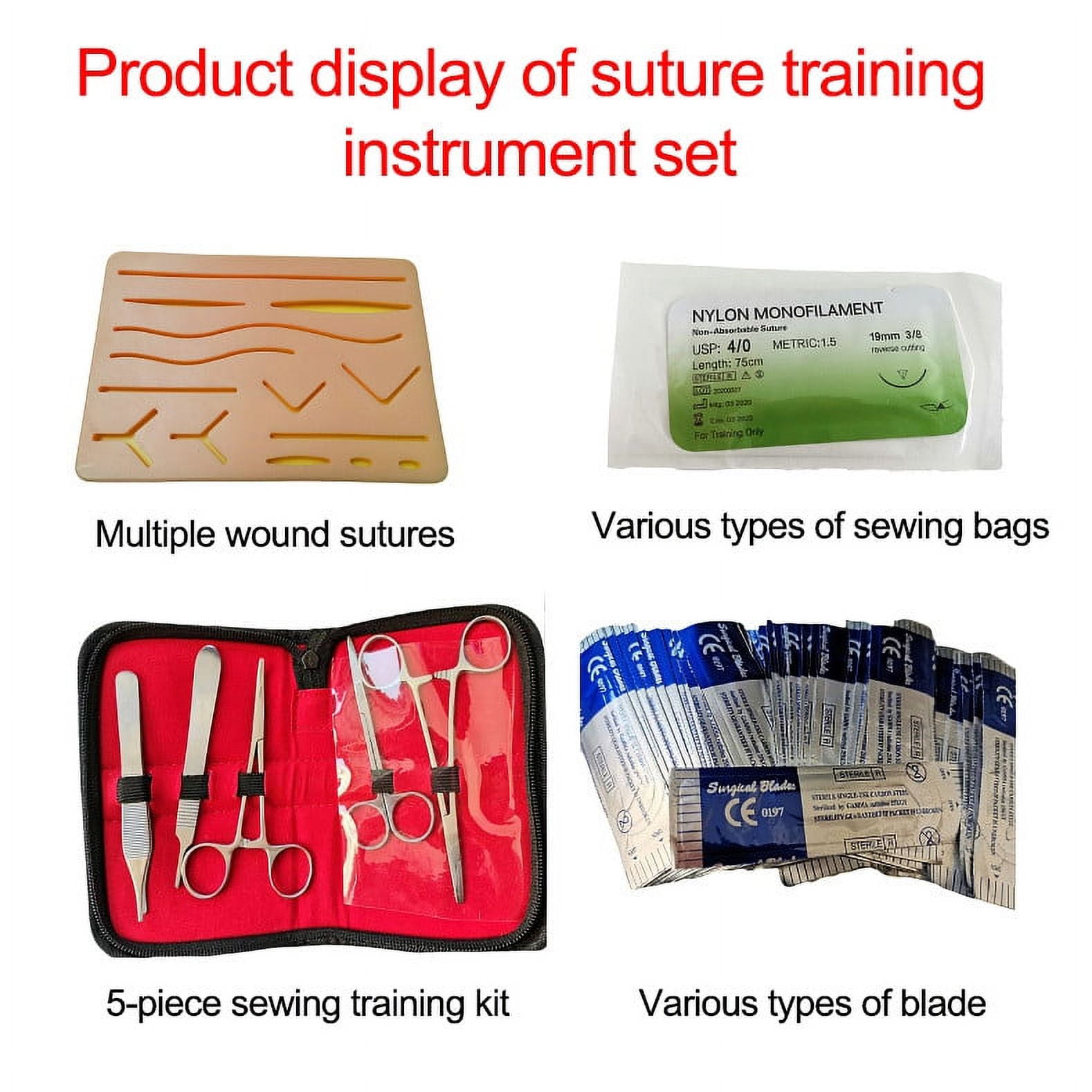 Suture Practice Kit Suturing Human Skin Medic al Silicone Training Pad Tool Kits - Walmart.com