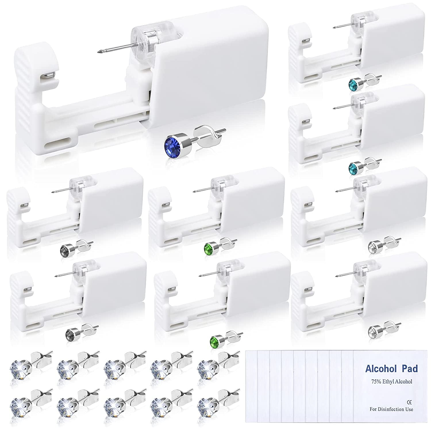 Suuchh Ear Piercing Kit with 5mm Stainless Steel Earring Studs, 10 Pack ...