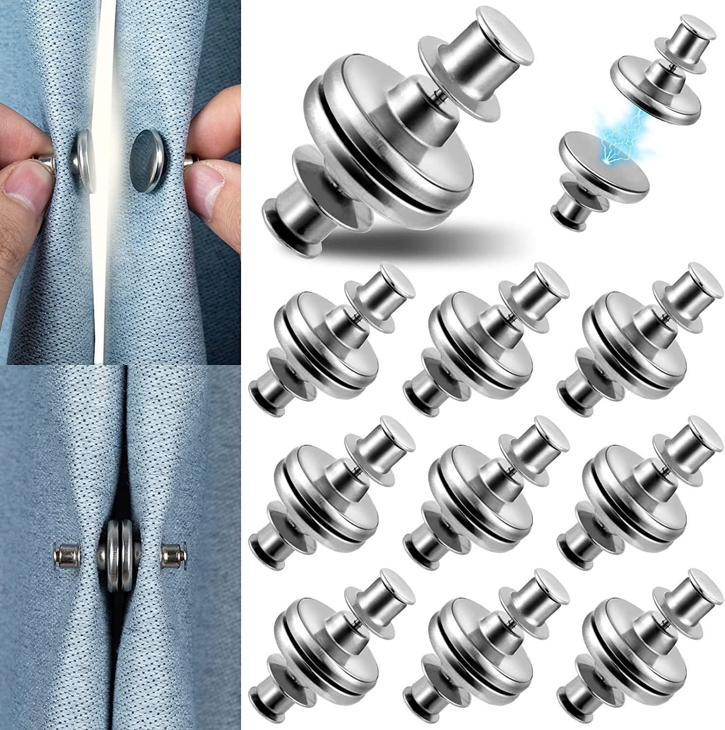 Suuchh Magnetic Curtain Closure Clips Tiebacks (10 count) - Walmart.com