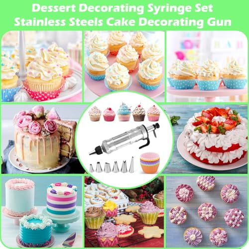 Suuker Dessert Decorating Syringe Set, Frosting Piping Kit Stainless ...