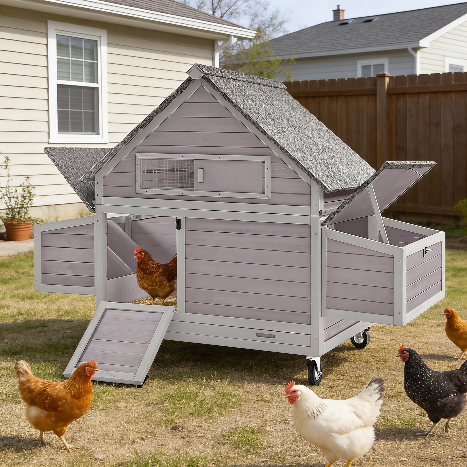 Suumerpety Extra Large Chicken Coop for 6-8 Chickens Wooden Hen House ...