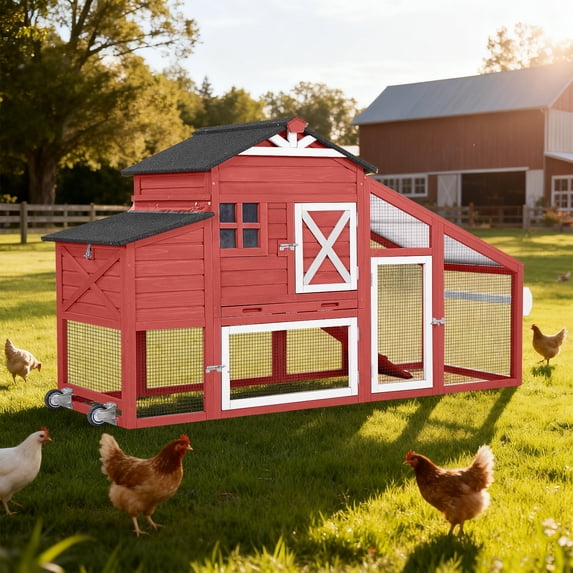 Suumerpety Large Chicken Coop Wooden Chicken House with Nesting Box ...
