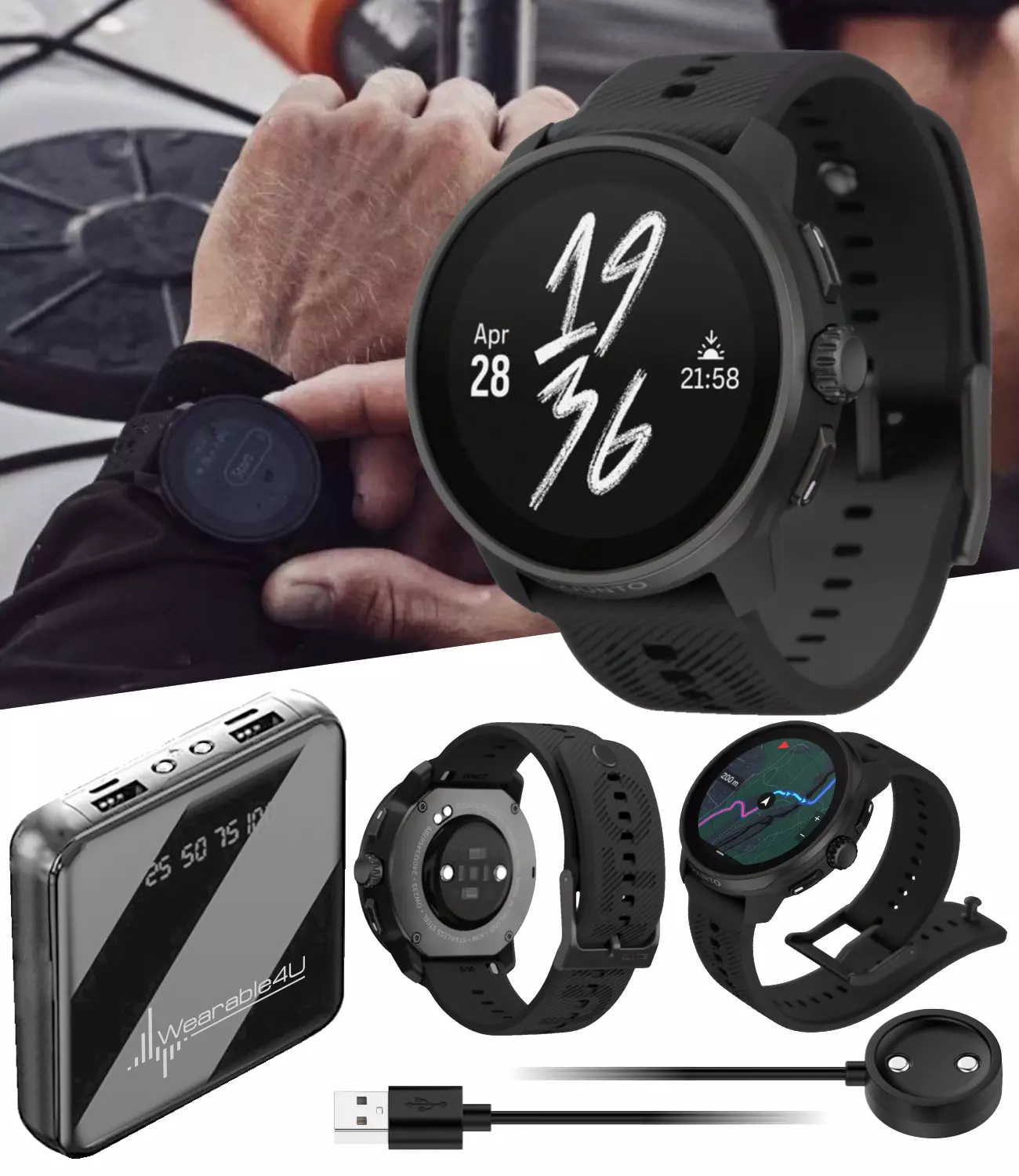 Suunto Race S AMOLED Touchscreen GPS Sports All Black Smartwatch with ...