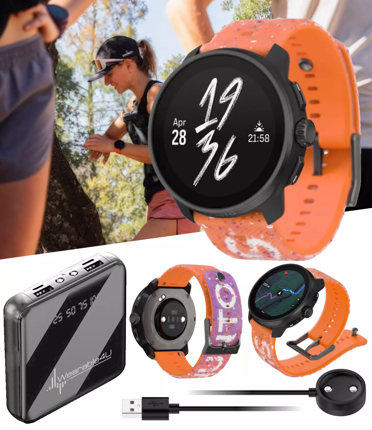 Suunto Race S AMOLED Touchscreen GPS Sports Power Orange Smartwatch ...