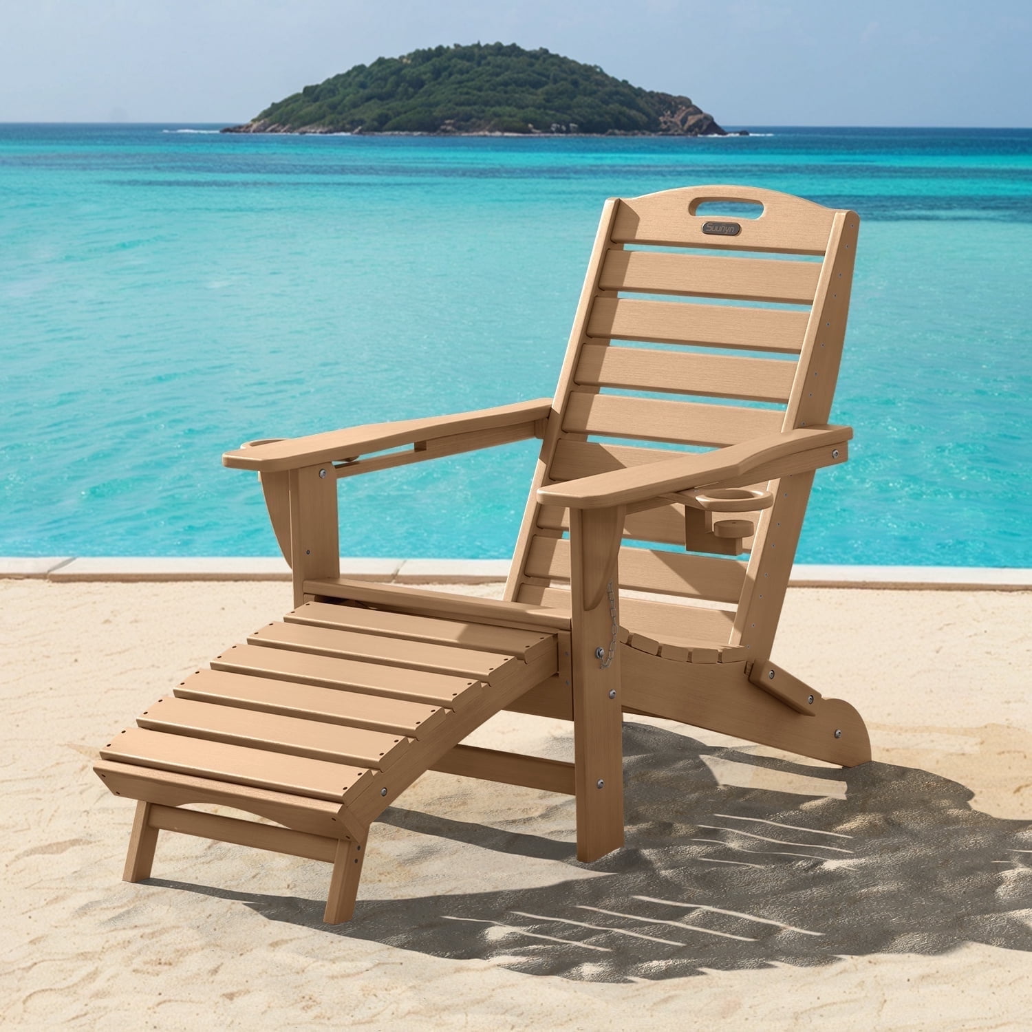 Folding Adirondack Chair with Ottoman HDPE Patio Chair Pull Out ...