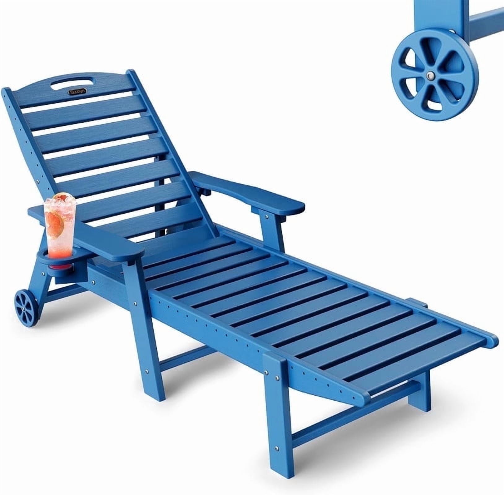 Lounge Chair Outdoor with Wheels Oversized Chaise Lounge Chair HDPE 6 ...