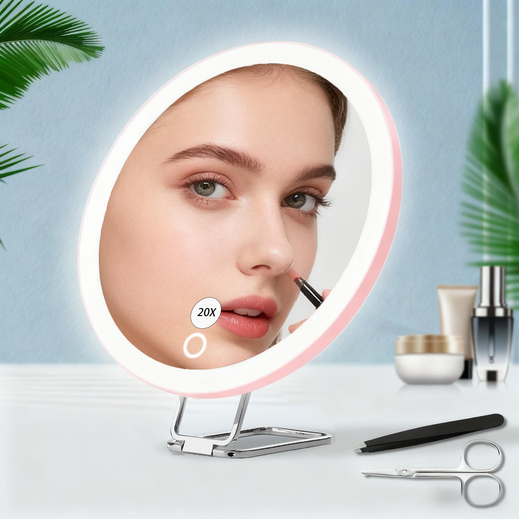 Suupvaor 20x Magnifying Mirror with Light, Large 6" Rechargeable ...