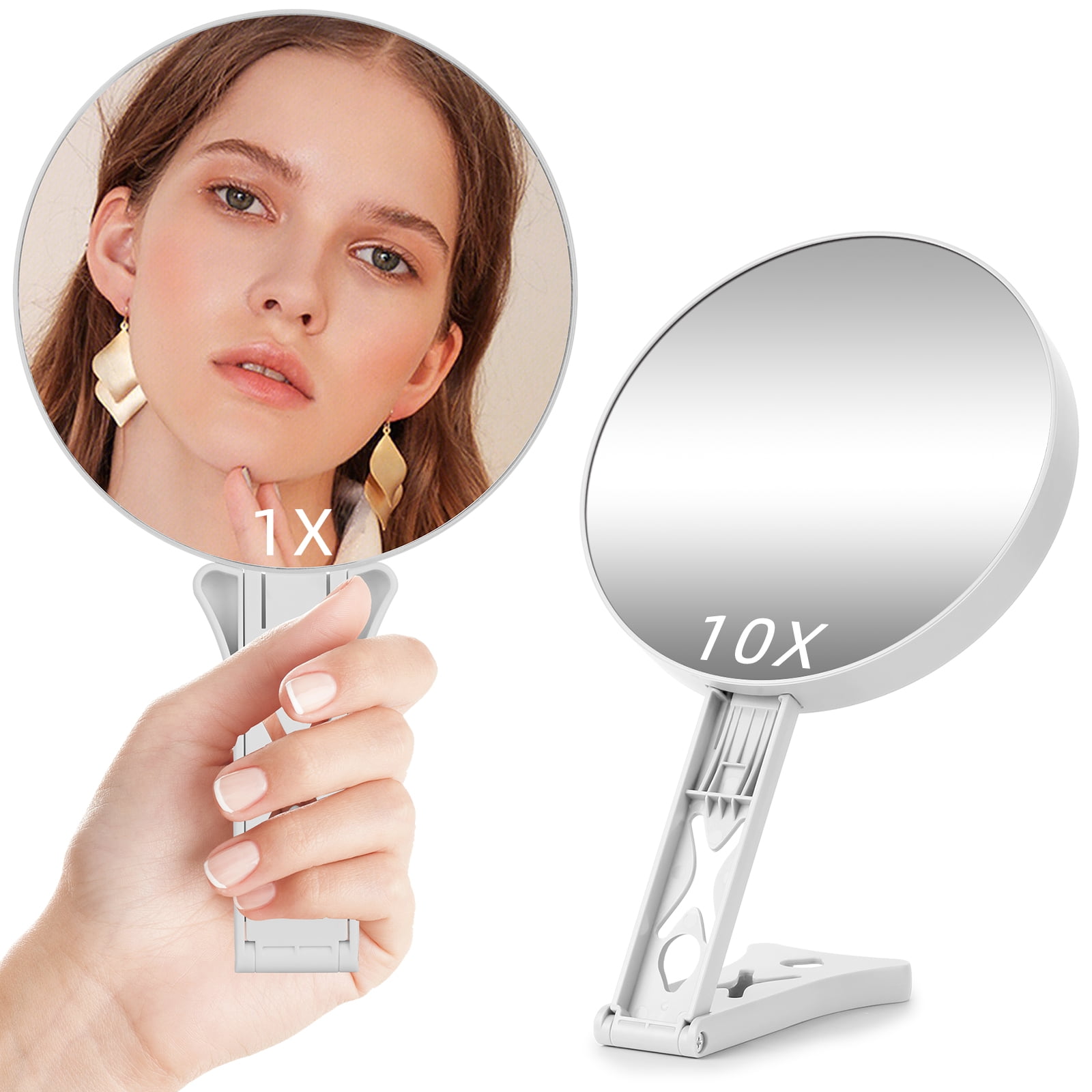 Suupvaor Double Sided Folding Handheld Mirror 1X/10x Magnification Hand ...