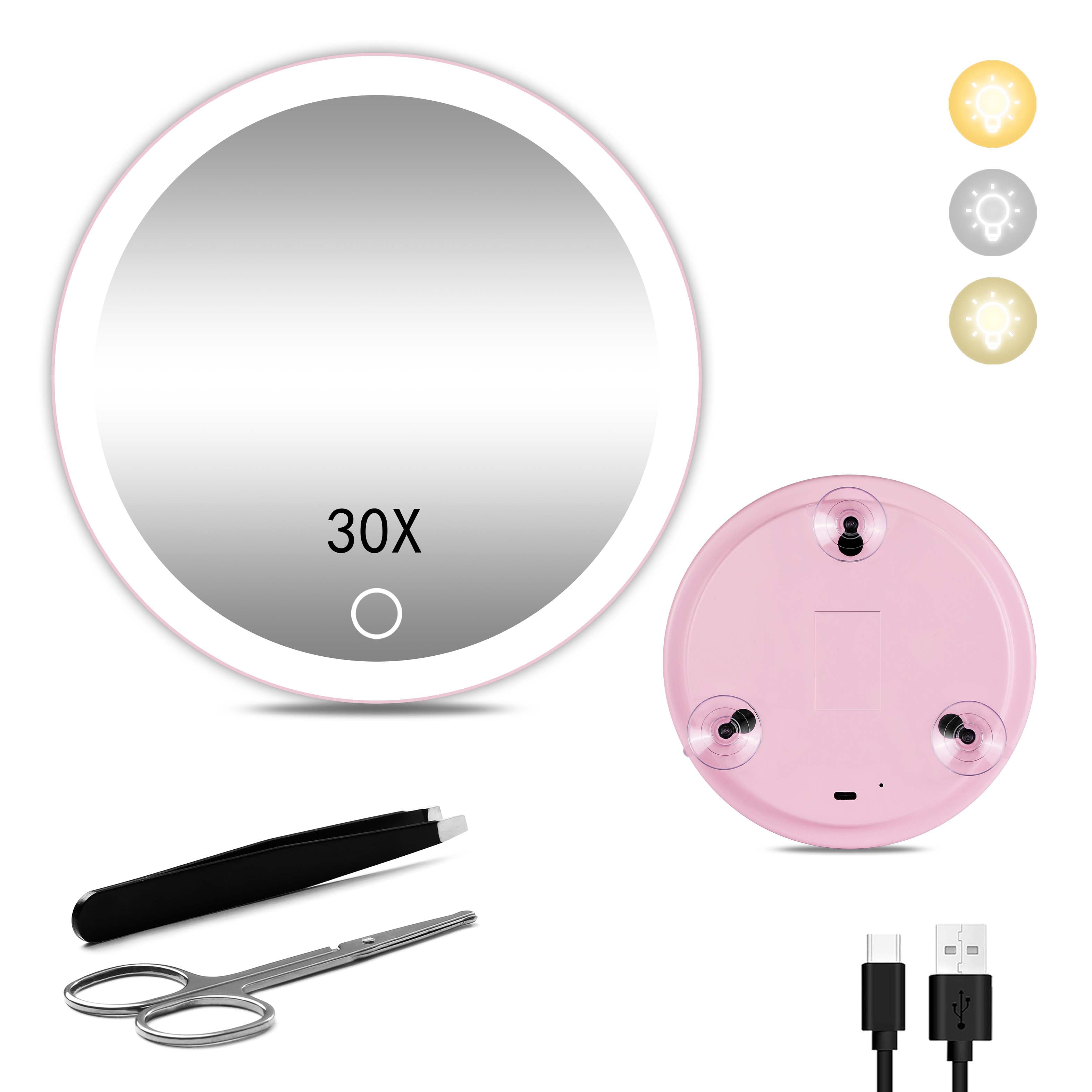 Suupvaor Travel Magnifying Makeup Mirror with Light, Rechargeable Large ...