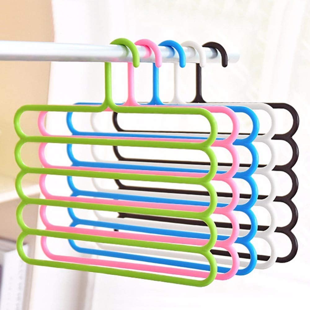 Suwidha 5 Layer Pants Clothes Hanger Wardrobe Storage Organizer Rack Set of 5 32l x 1b x 33h cm ...