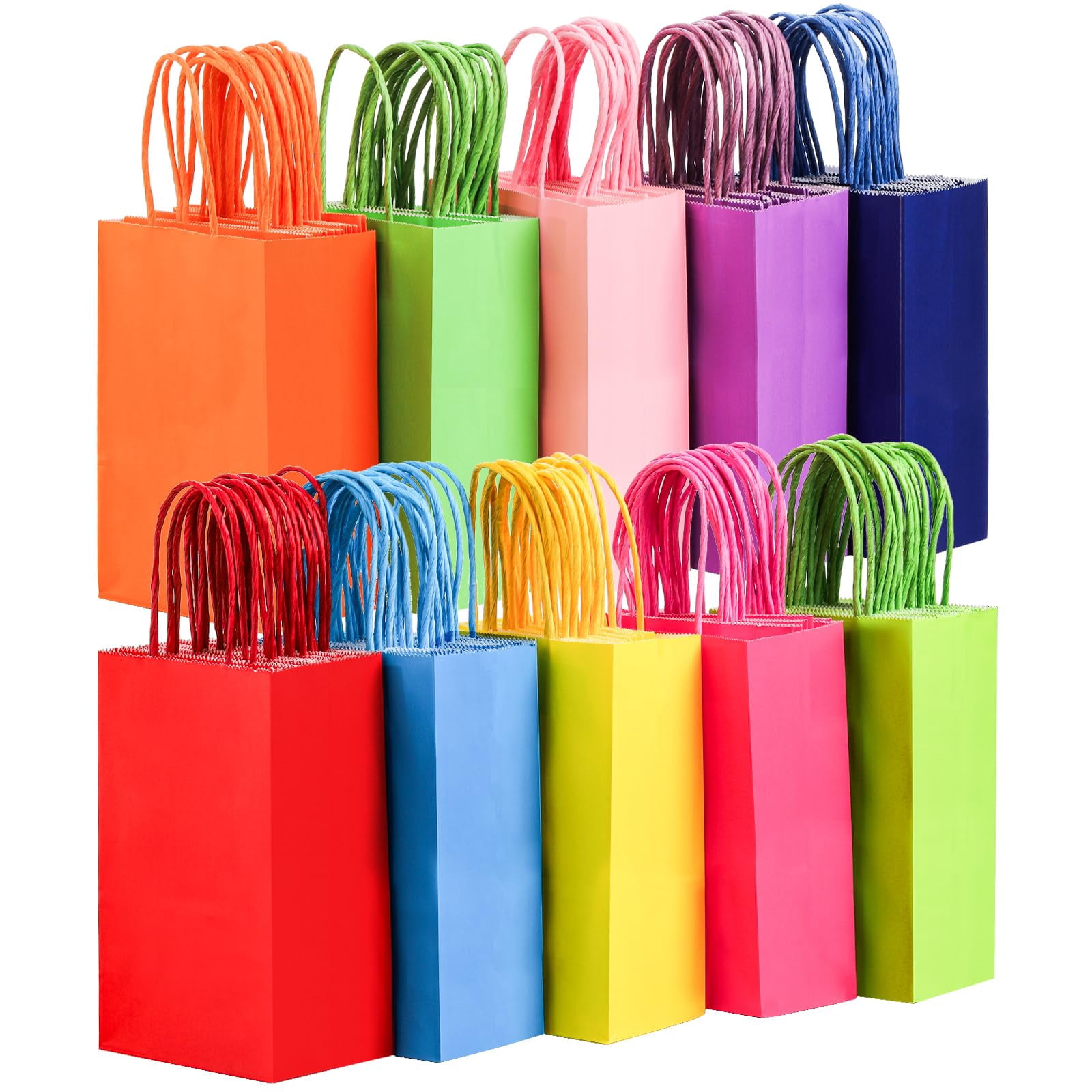 Suwimut 100 Pieces Small Paper Gift Bags with Handles, 10 Colors ...