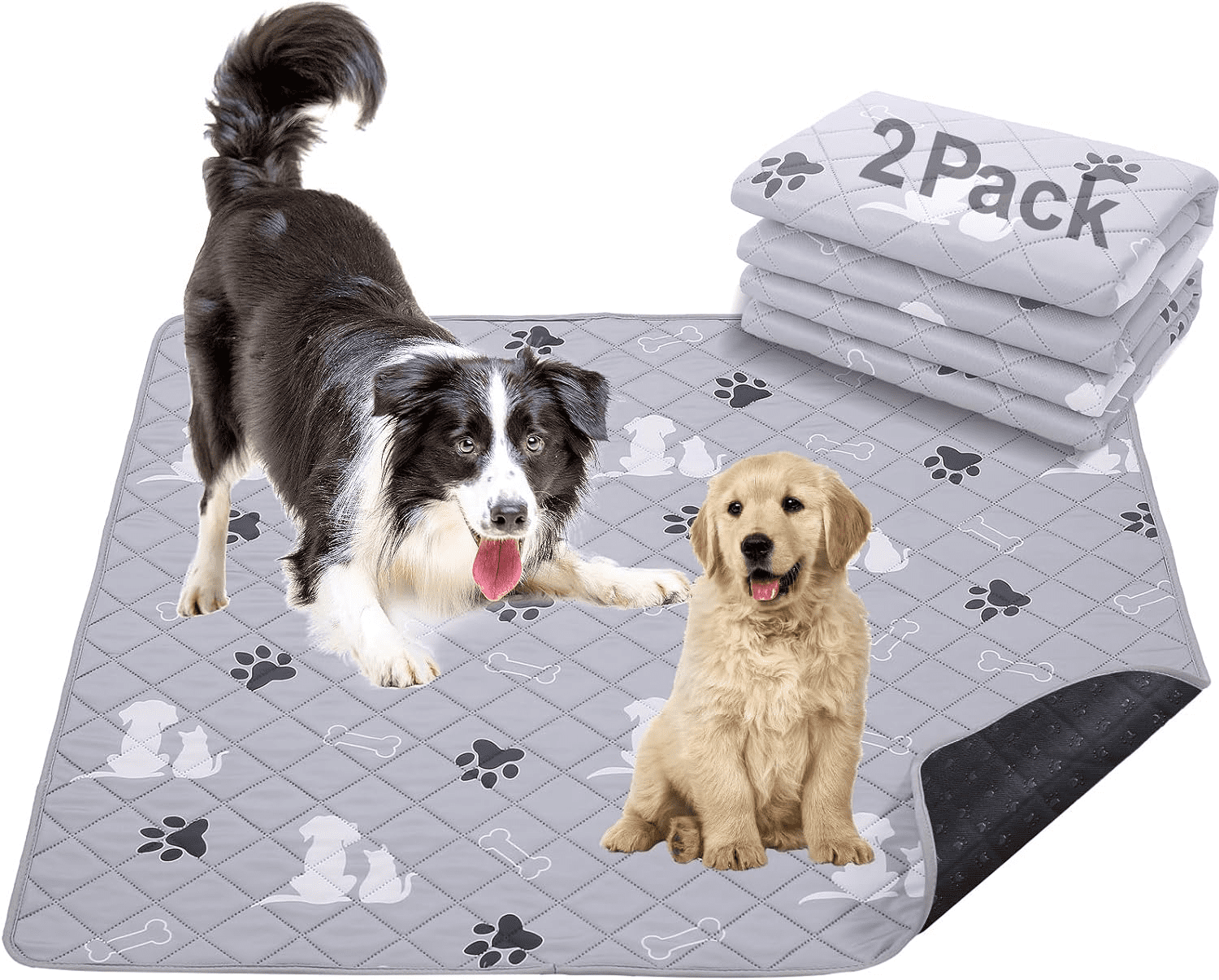 Suyfhdc Washable Pee Pads for Dogs, 2 Pack Reusable Puppy Pads,Pet ...