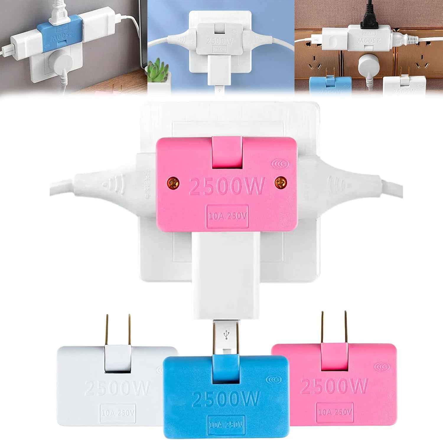 Suzcan Rotatable Socket Converter, 3 Way Rotatable Socket Converter, 3 ...