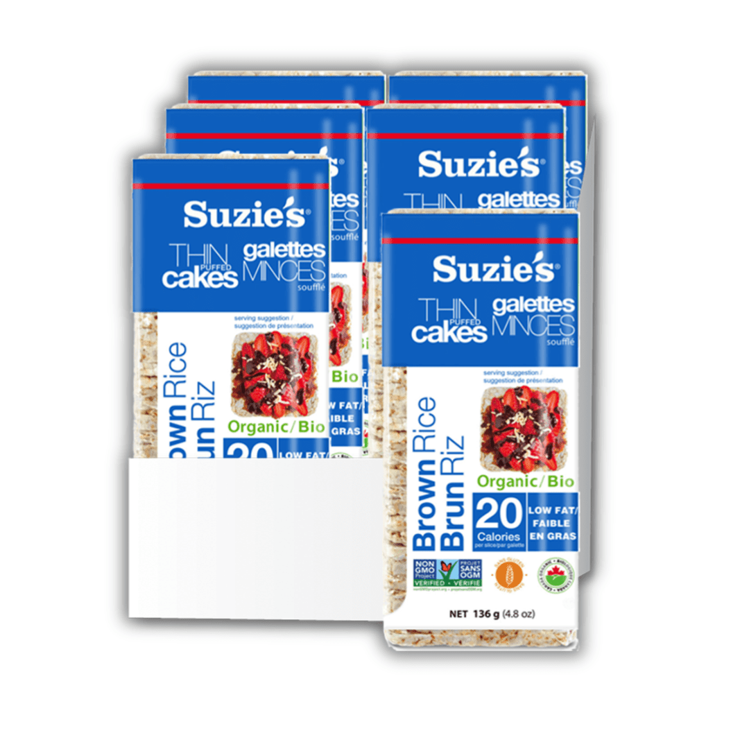 Suzie’s Organic Unsalted Thin Puffed Cakes Brown Rice | 6 Pack (130g ...