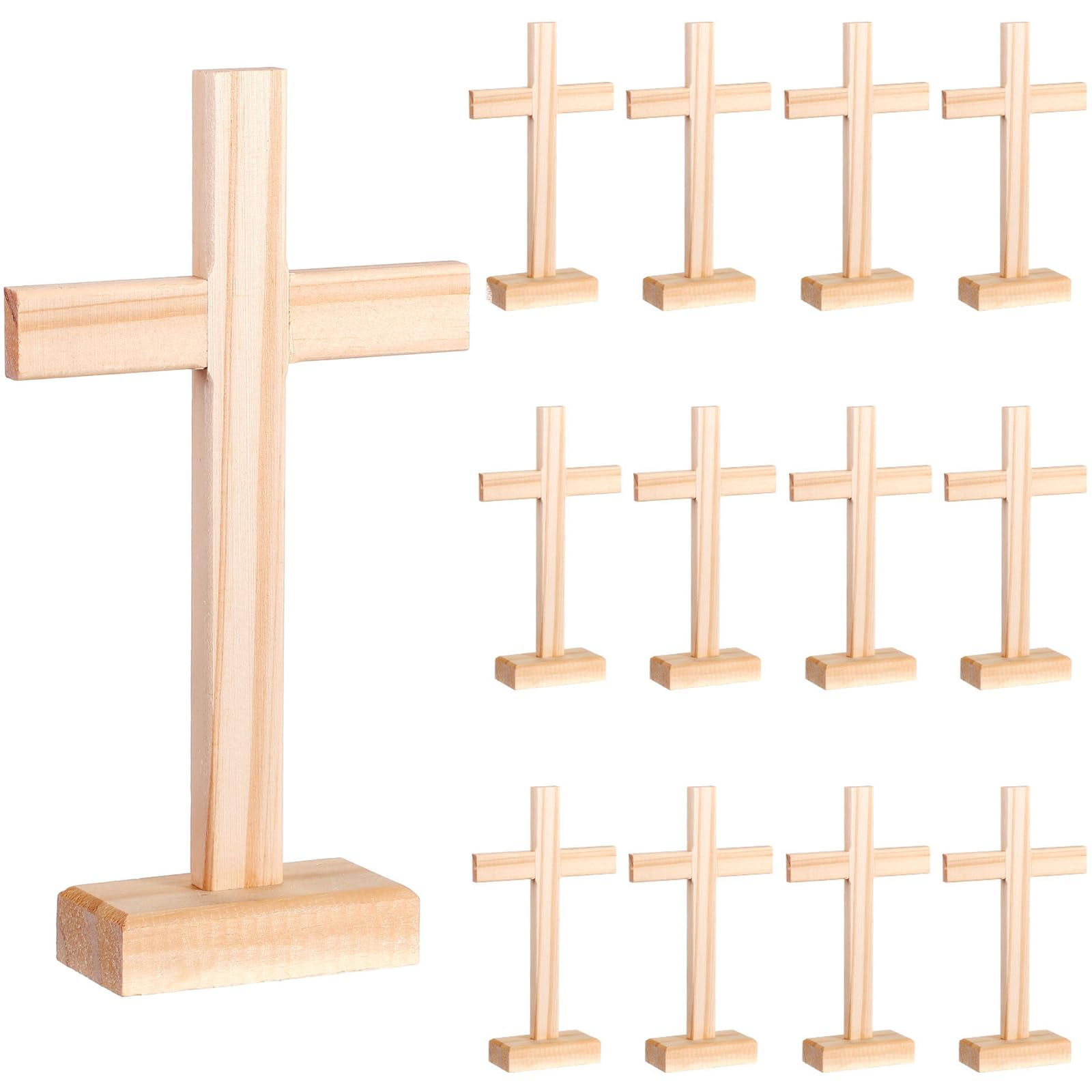 Suzile 12 Pieces Wooden Cross Unfinished Wood Tabletop Cross for Easter ...