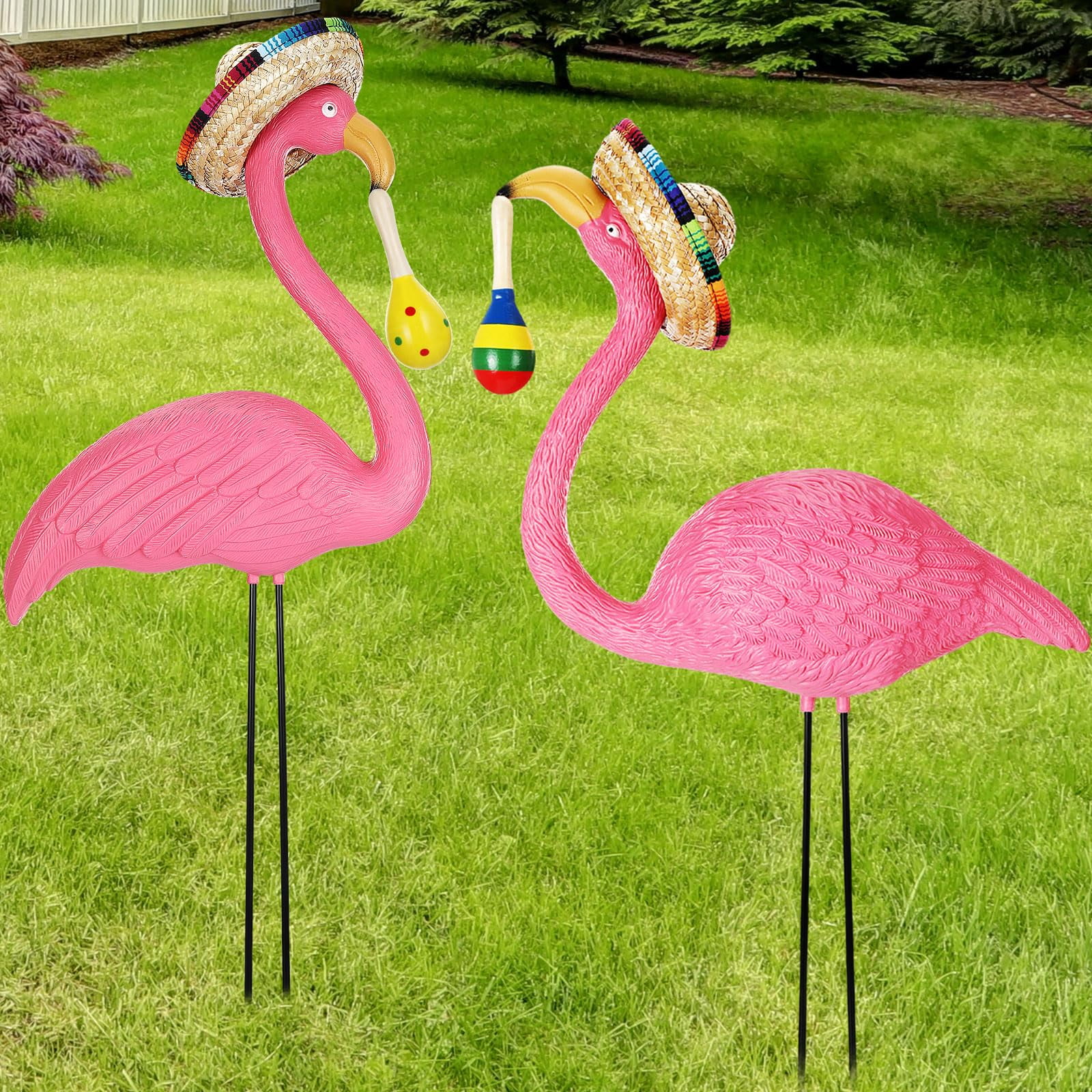 Suzile 2 Pack Cinco MMF7 De Mayo Flamingos Yard Decorations Mexican ...