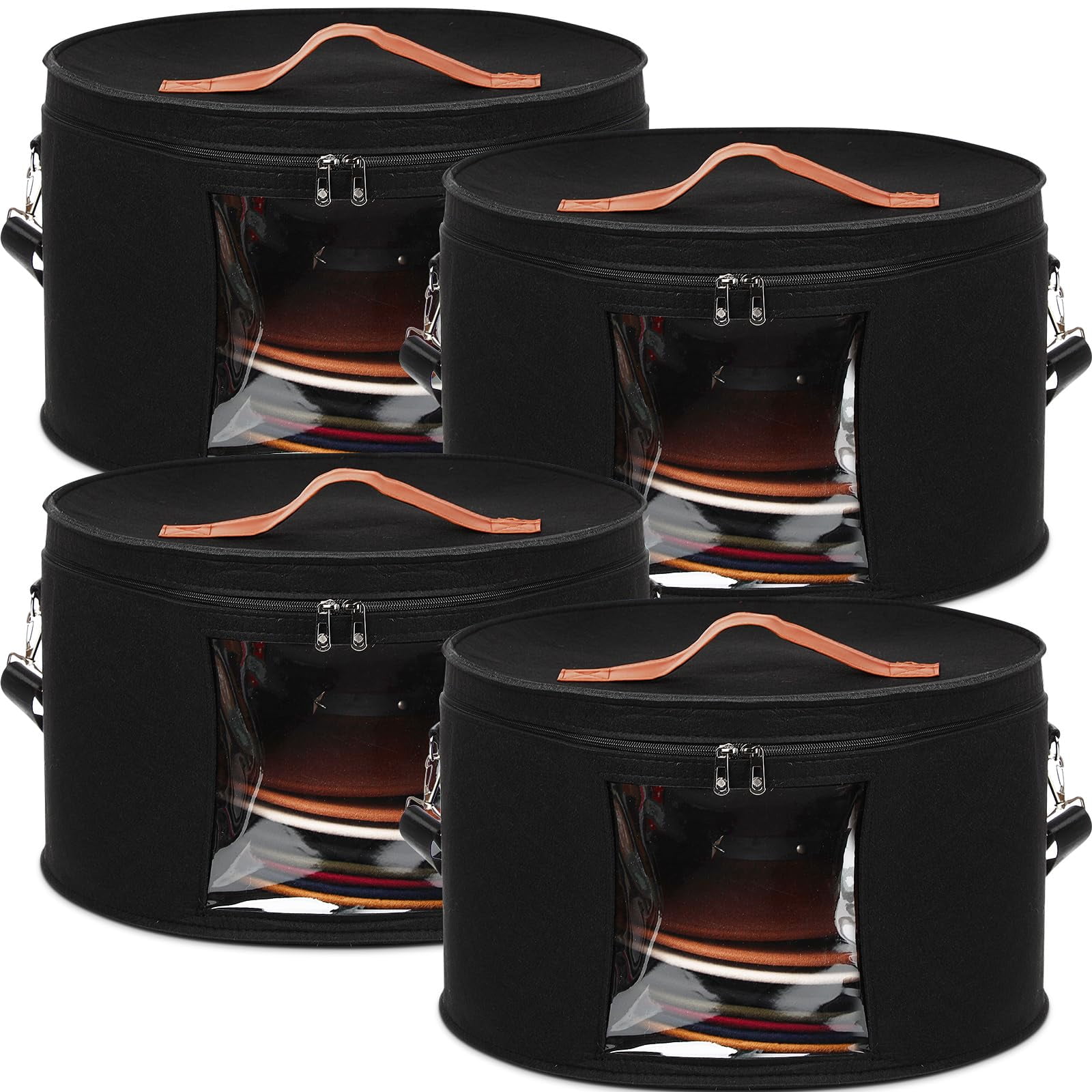 Suzile 4 Pack Large Round Foldable Felt Hat Box for Women Storage 17 x ...