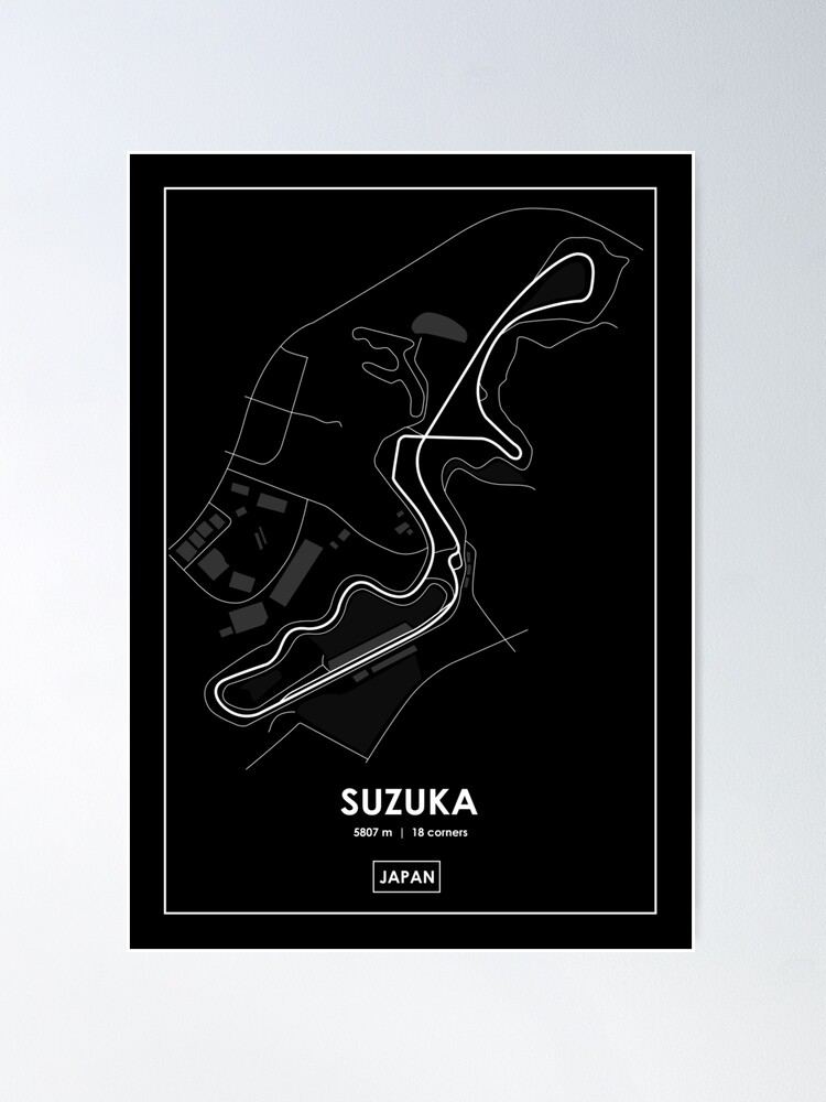 Suzuka - Japan Track Map WHITE Poster - Walmart.com