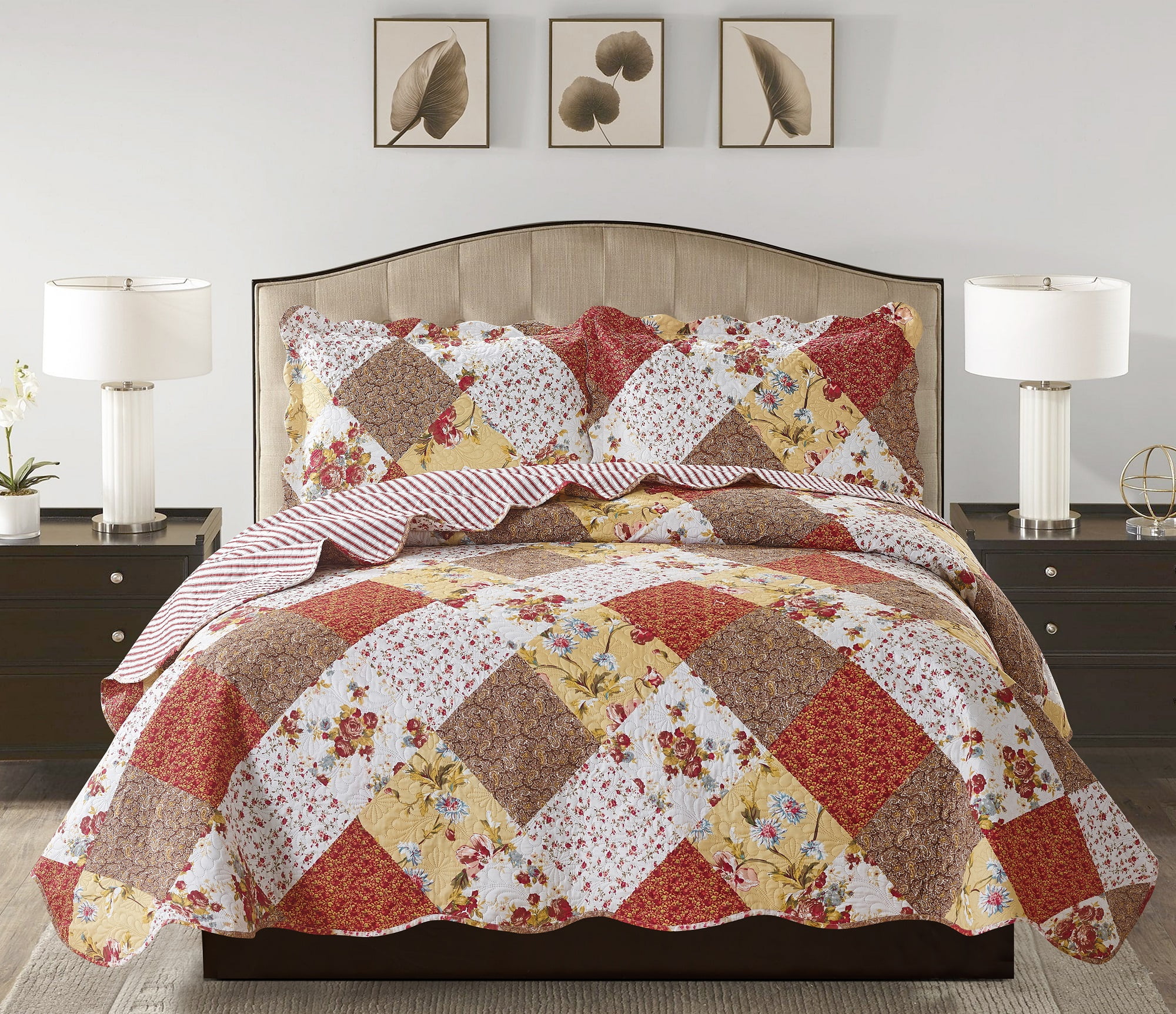 Suzy 3pc Reversible Quilt Set Rust - King Size - Walmart.com