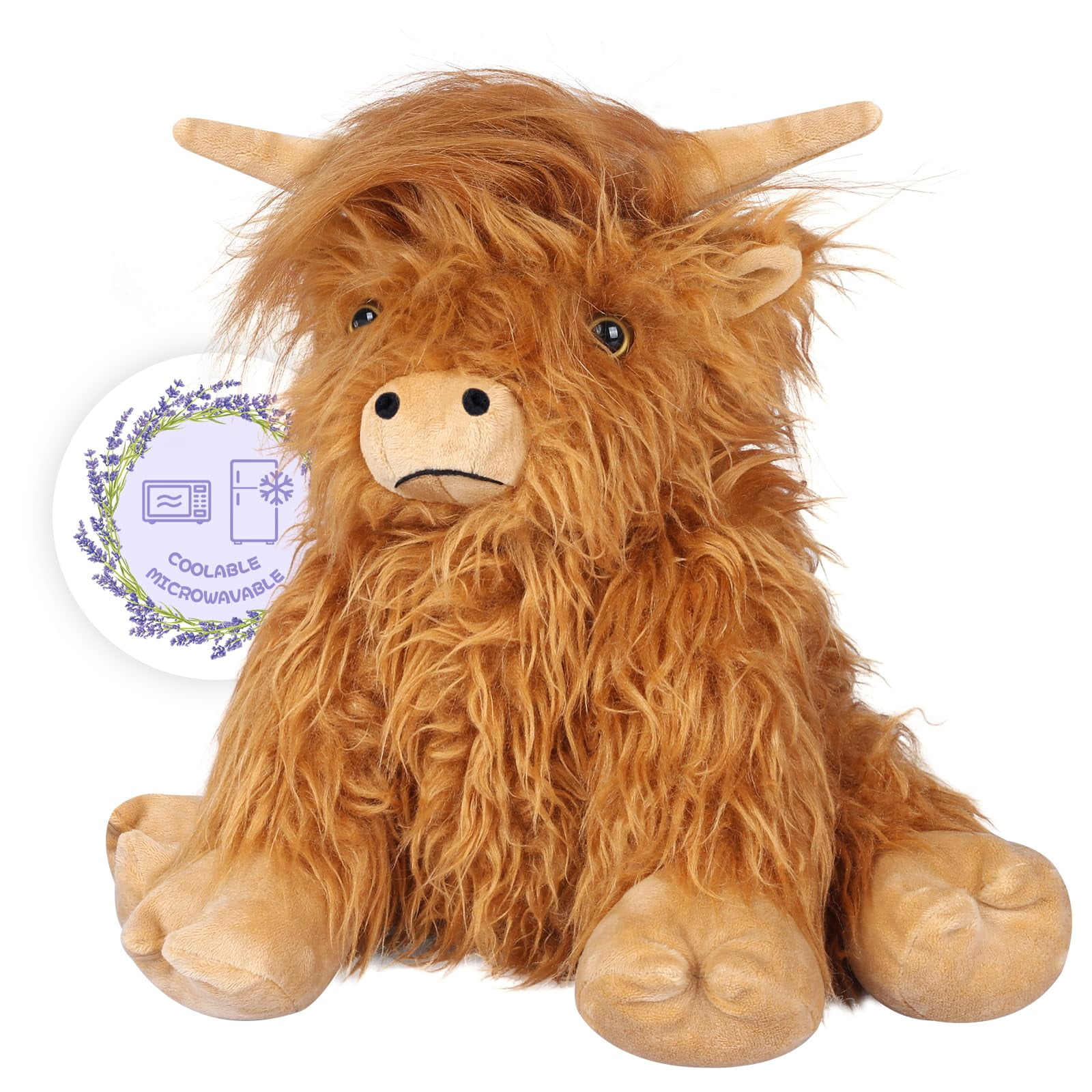 SuzziPals Highland Cow Stuffed Animals, Microwavable Stuffed Animals ...