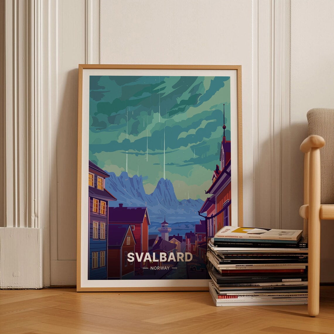 Svalbard Norway Travel Poster: Arctic Circle, Northern Lights ...