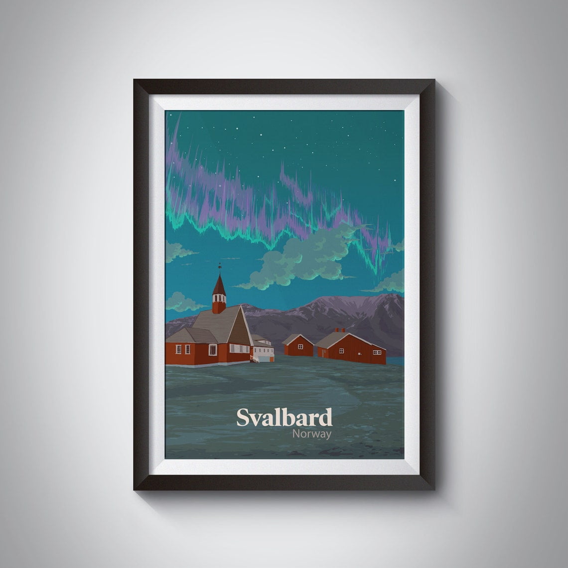 Svalbard Travel Poster, Norway Art Print, Longyearbyen, Arctic Circle ...