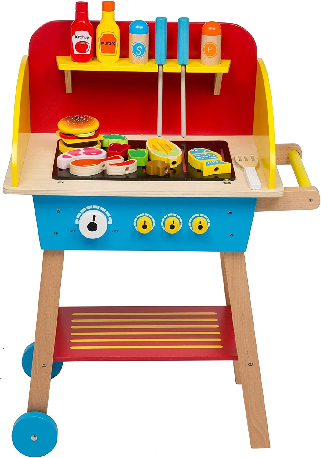 Svan Cook 'N Grill Wood Toy Summer BBQ Set- Pretend Play Wooden ...