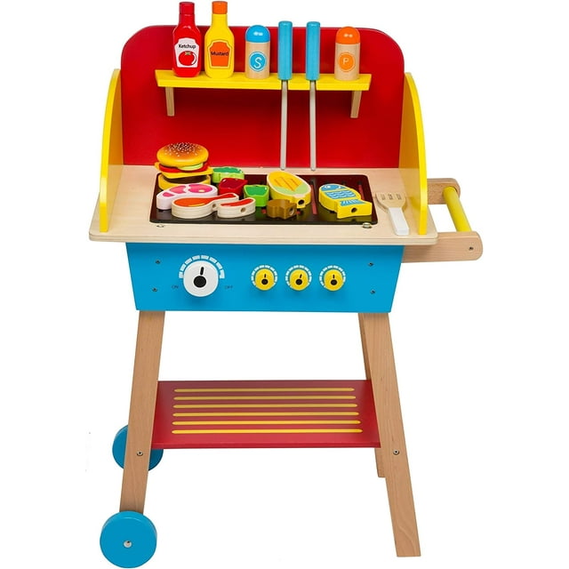 Free Shipping! Cook 'N Grill Wood Toy BBQ Set - Includes Pretend Play ...
