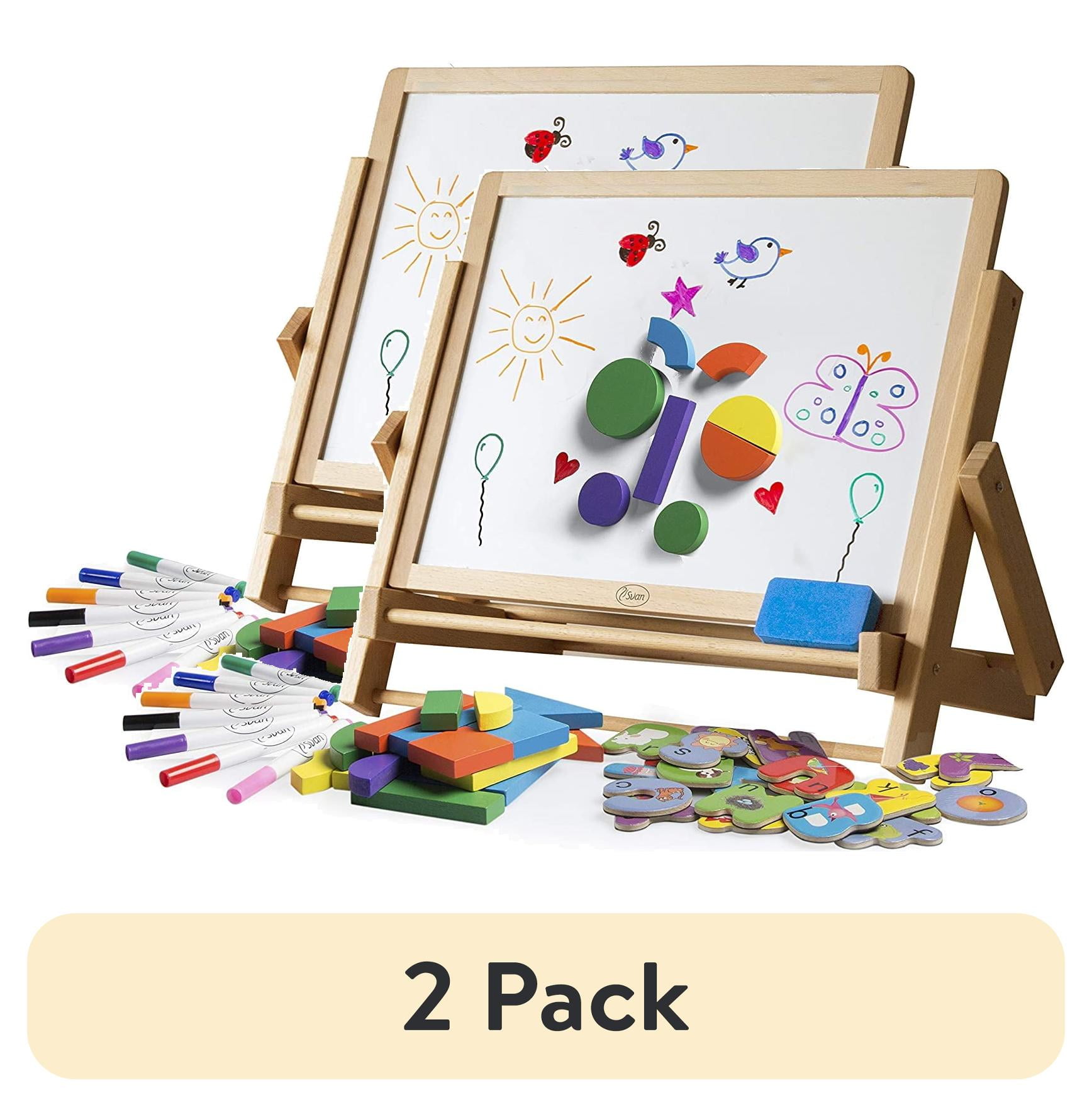 (2 pack) Svan Wood Double-Sided Tabletop Easel 80pc Activity Set for ...