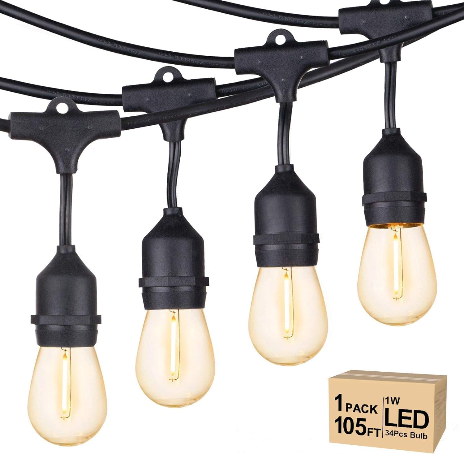 Svater Outdoor String Lights Led 105FT, Commercial Grade Patio Lights ...