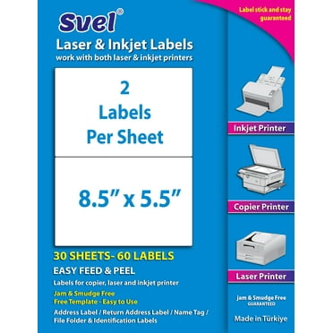 "RyhamPaper 50 Waterproof Sticky Shipping Labels, LaserJet & Ink, 5.5 ...