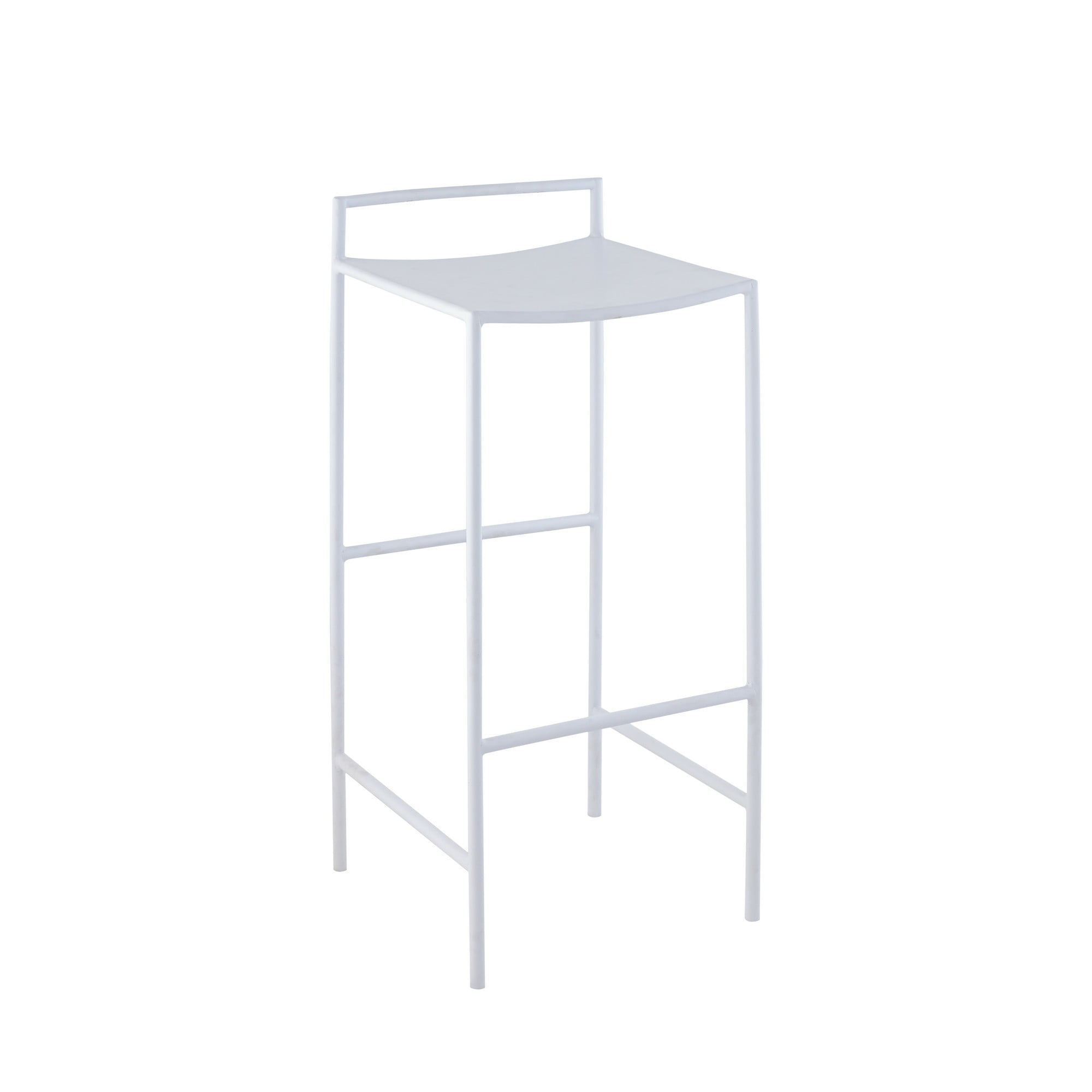 Svelte 30" Coastal Contemporary Iron Saddle-Seat Low-Back Bar Stool ...