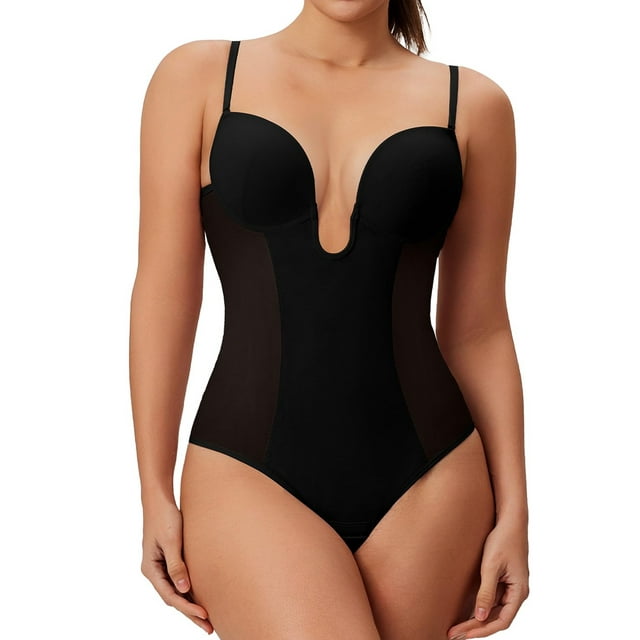 Sveltors Low Back Shapewear Bodysuit For Women Tummy Control Deep V