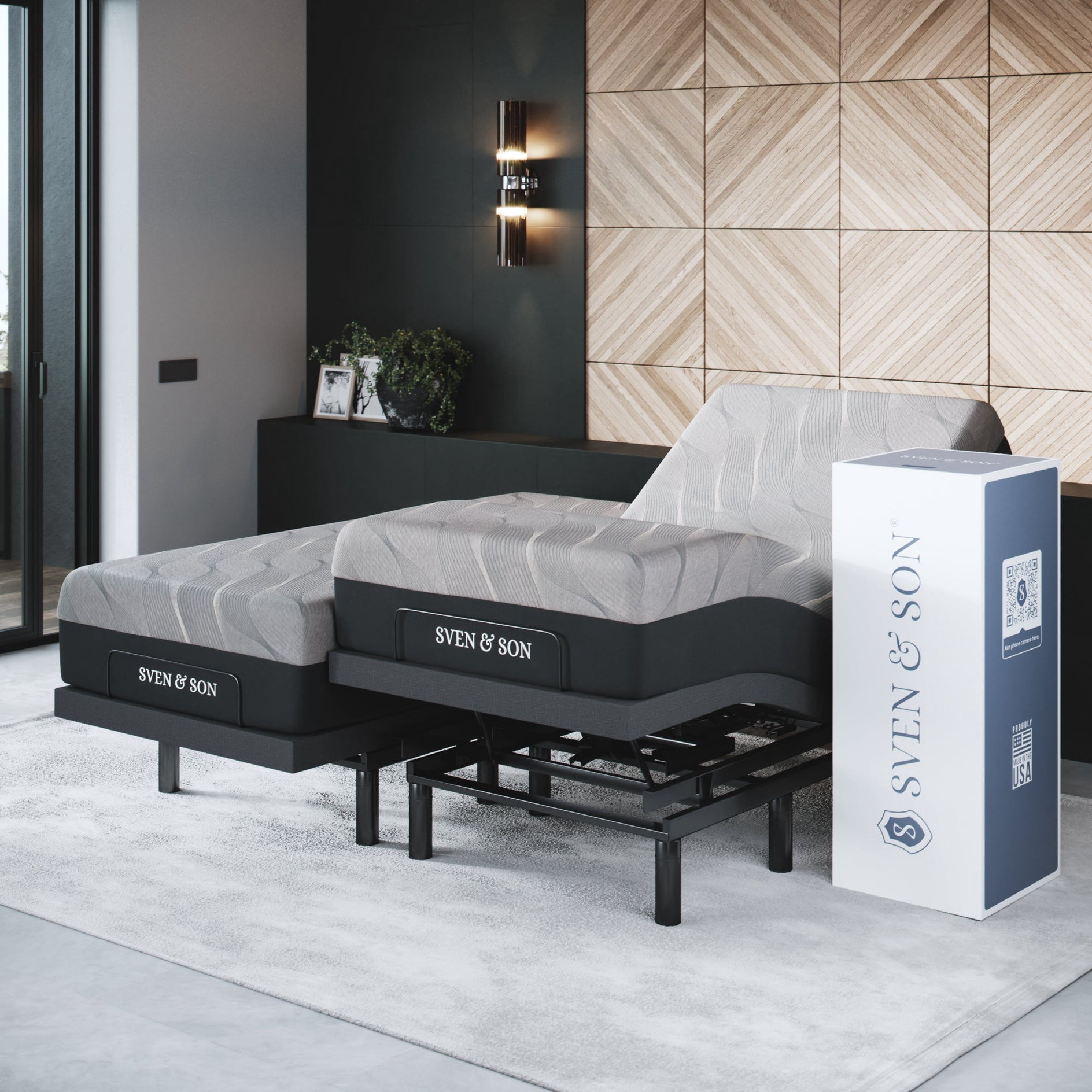 Sven and Son Bliss Adjustable Bed Base (Frame) + 10 in Memory Foam Matt ...