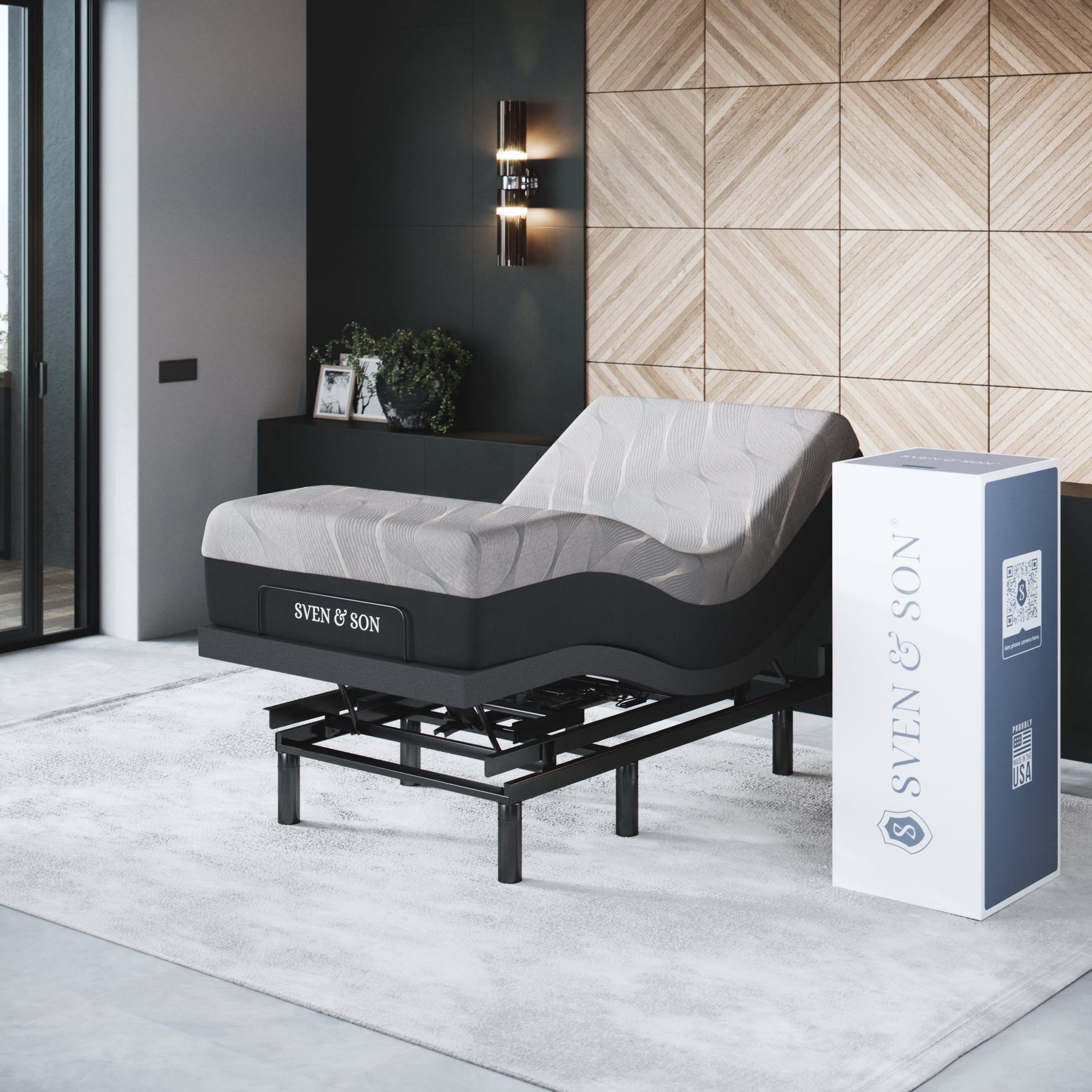 Sven & Son Bliss Adjustable Bed + 14in Hybrid Mattress, Lift, Lumbar ...