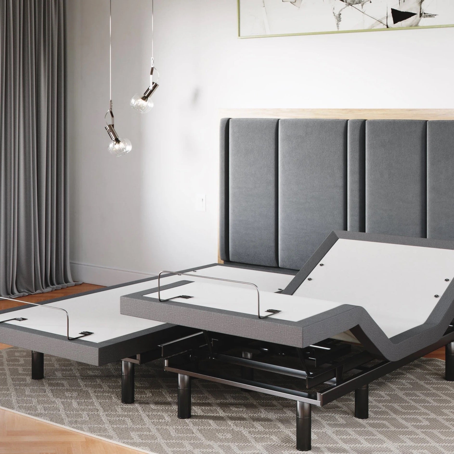 Sven & Son Classic Adjustable Bed Base Frame Only, Head and Foot Lift, Massage, Under-Bed Lights ...