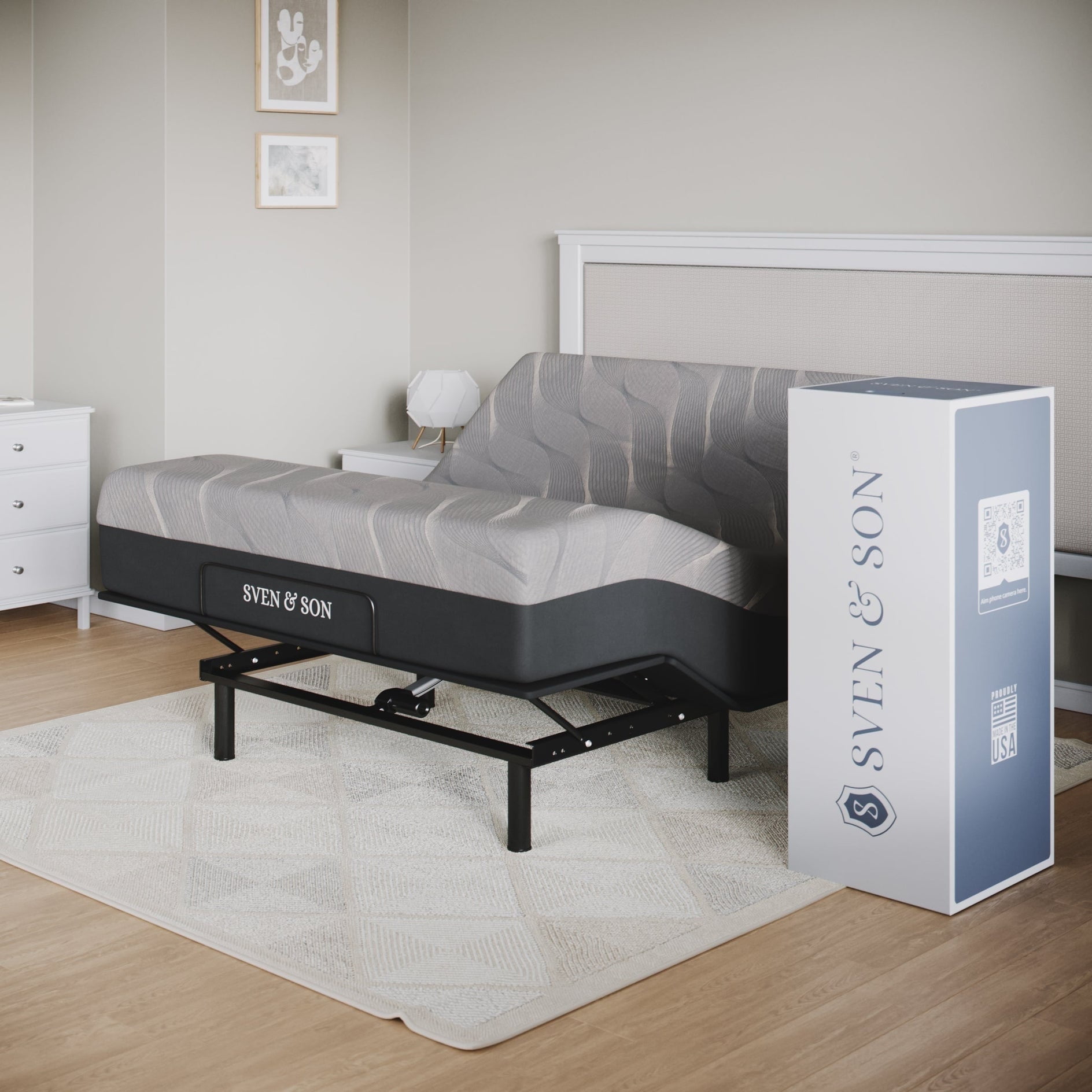 Sven and Son Essential Adjustable Bed Base with Electric Lift and 12in ...