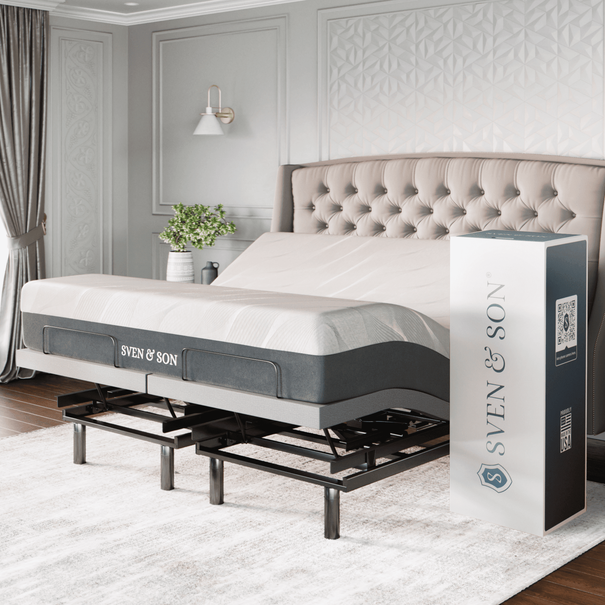 Sven & Son Platinum Adjustable Bed Base (Frame) + 10 inch Memory Foam ...