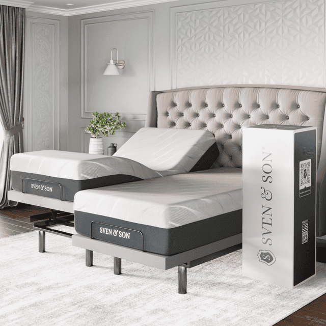 Sven & Son Platinum bed frame, Adjustable, 14-inch Hybrid Mattress ...