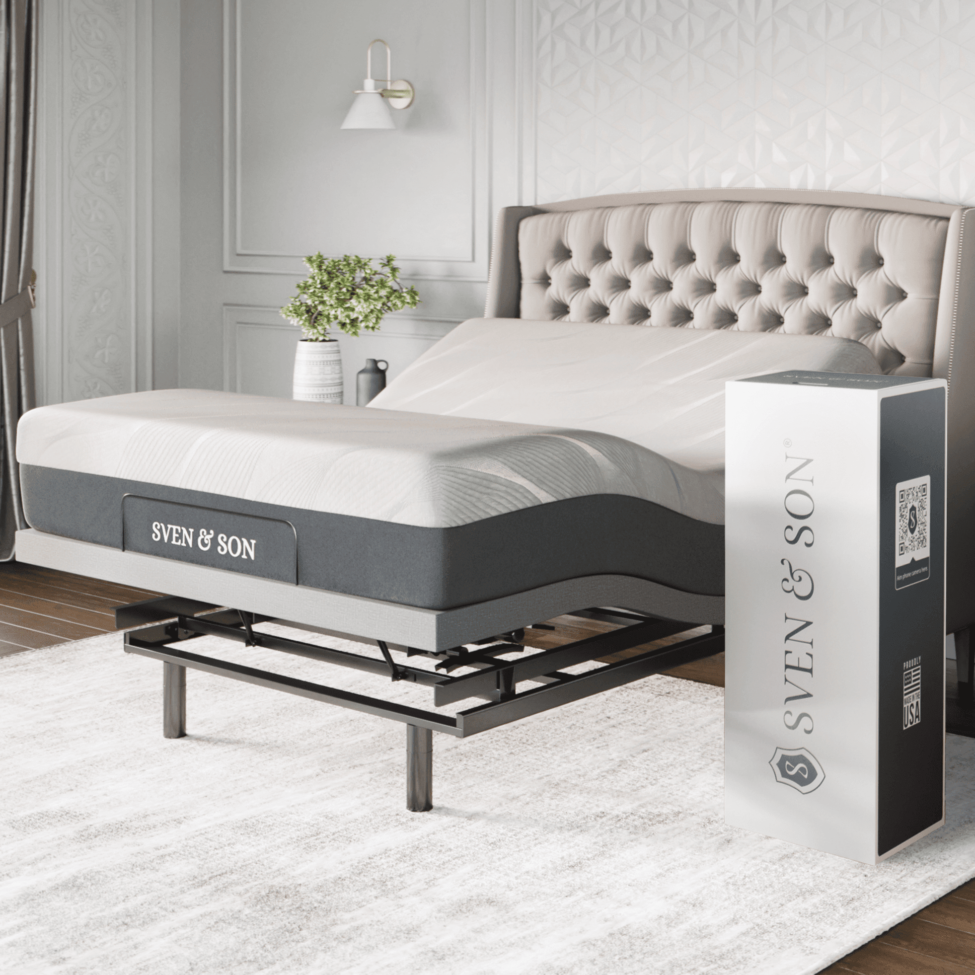 Sven & Son Platinum Adjustable Bed Base (Frame) + 12 in Memory Foam ...