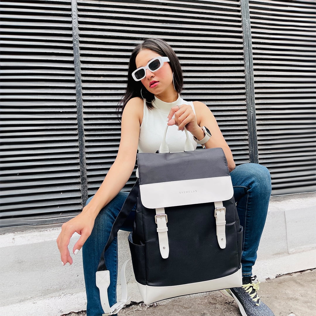 Svenklas Amber White Black Backpack | 22 L Premium Designer Everyday ...
