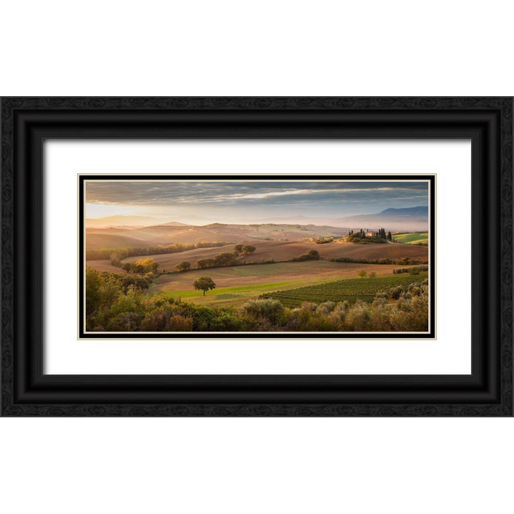 Svoboda 32x16 Black Ornate Wood Framed with Double Matting Museum Art ...