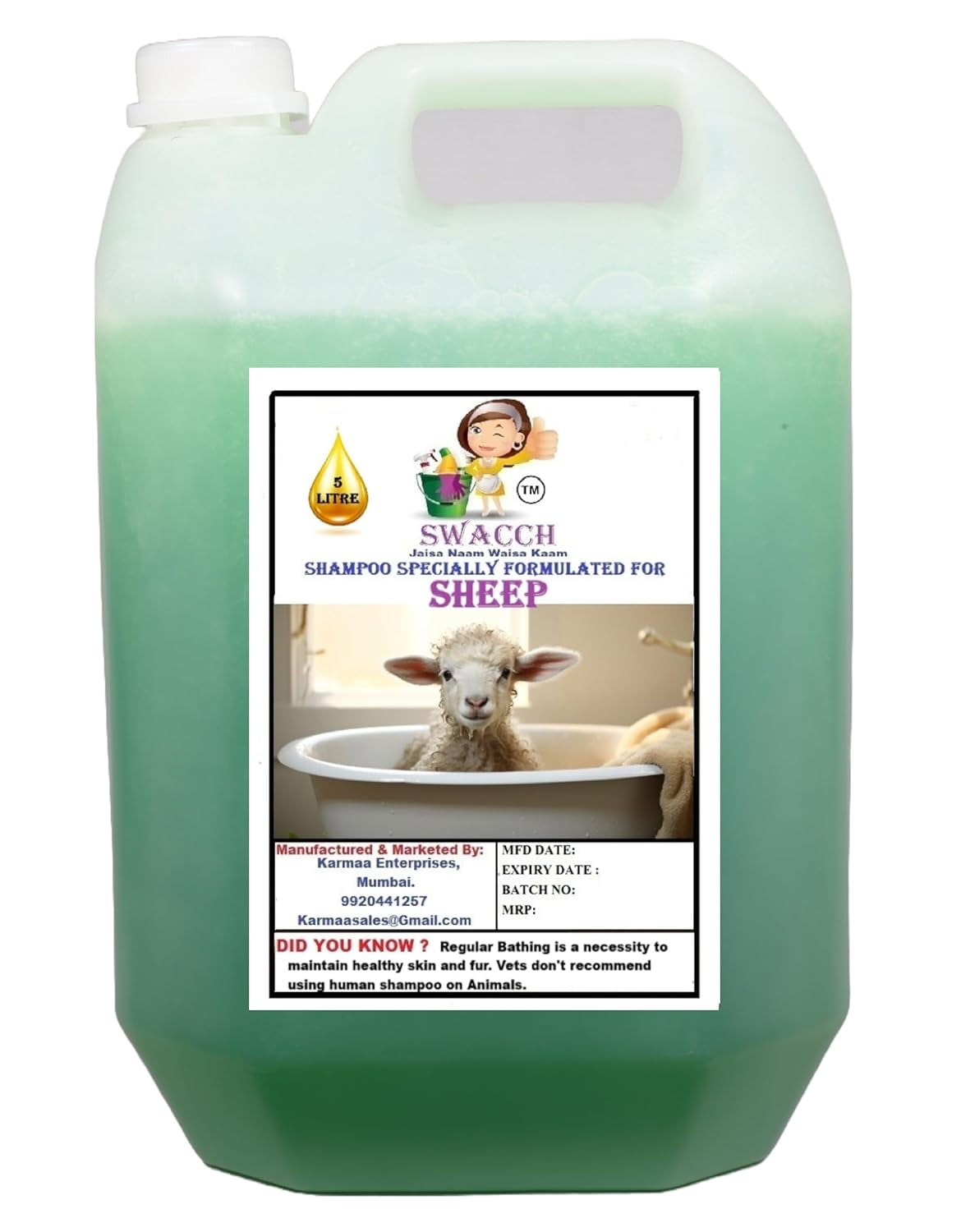 Swacch Shampoo Specially Formulated for Sheep 5 Litre Neem Alovera ...