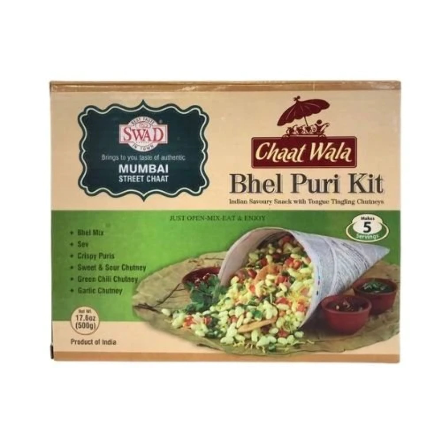 Swad Bhel Puri kit Open Mix Eat 500g (Pack of 2) - Walmart.com