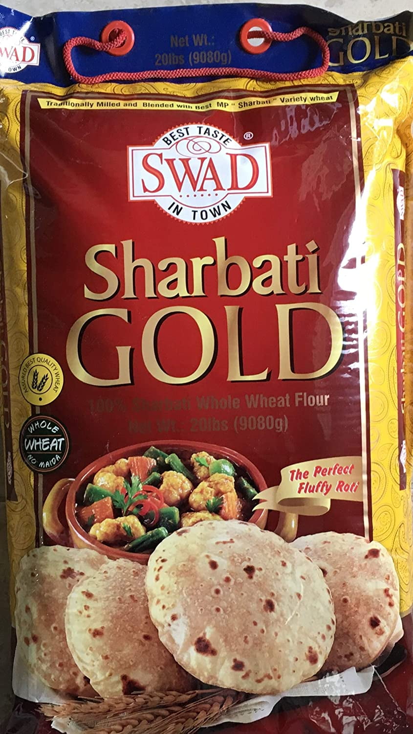 Swad Gold 100% Sharbati Whole Wheat Flour - 20 Pound - Walmart.com