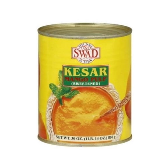 Swad, Sweetened Mango Pulp, 30 OZ, Pack of 6, Can of Mango Pulp ...