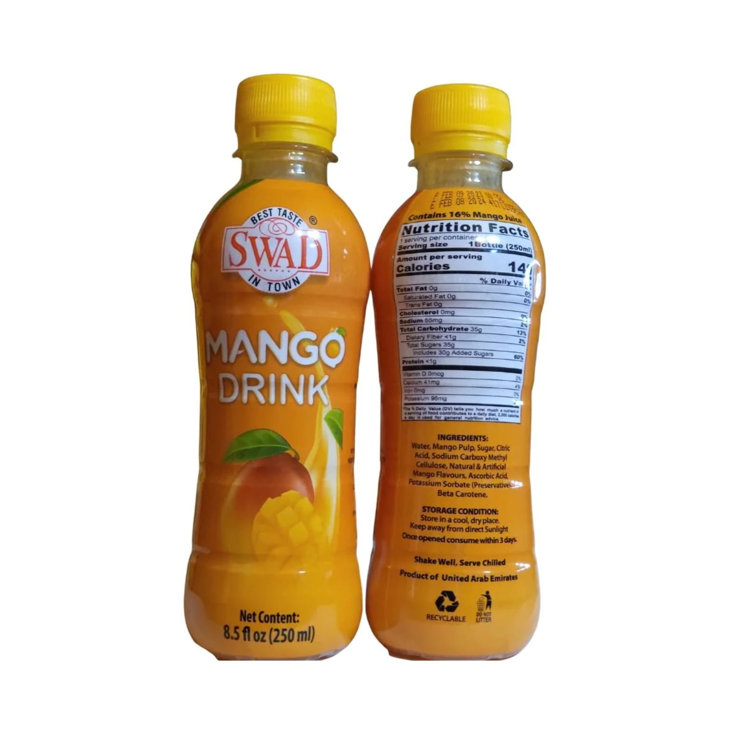 Swad Kids' Favorite Mango Drink, 8.45 FL OZ (250 ML) - Pack of 24 ...